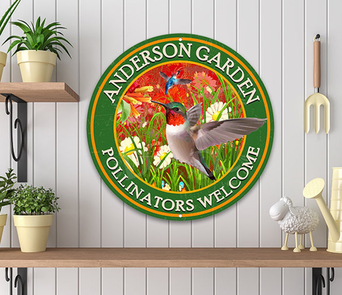 Hummingbird Garden Welcome Signs Hummingbird Garden Sign | Etsy