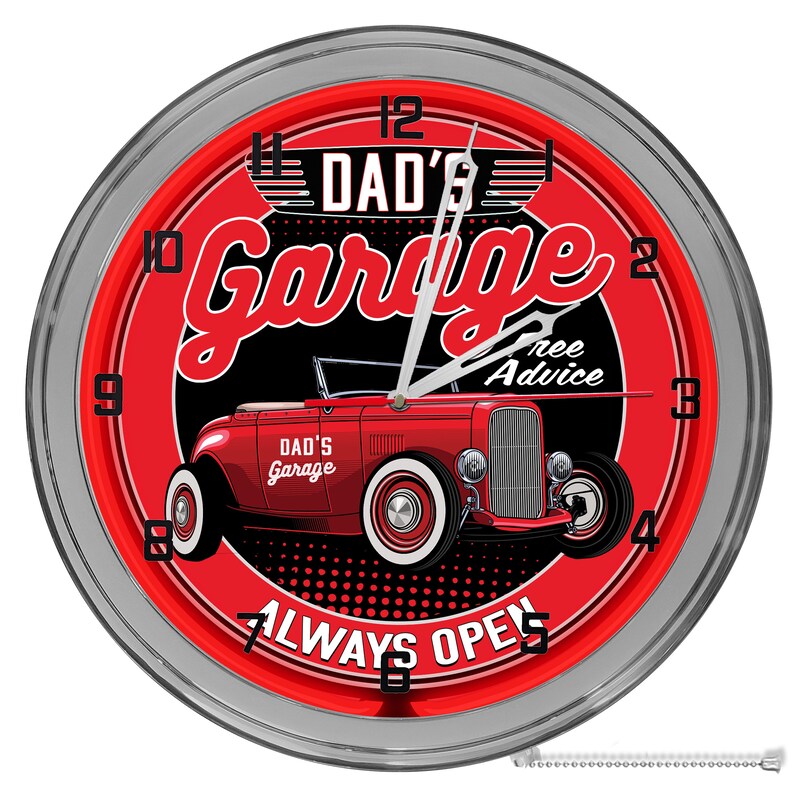 Vintage Dad's Garage Neon Clock: Hot Rod Garage Decor, 16 Inch - Etsy