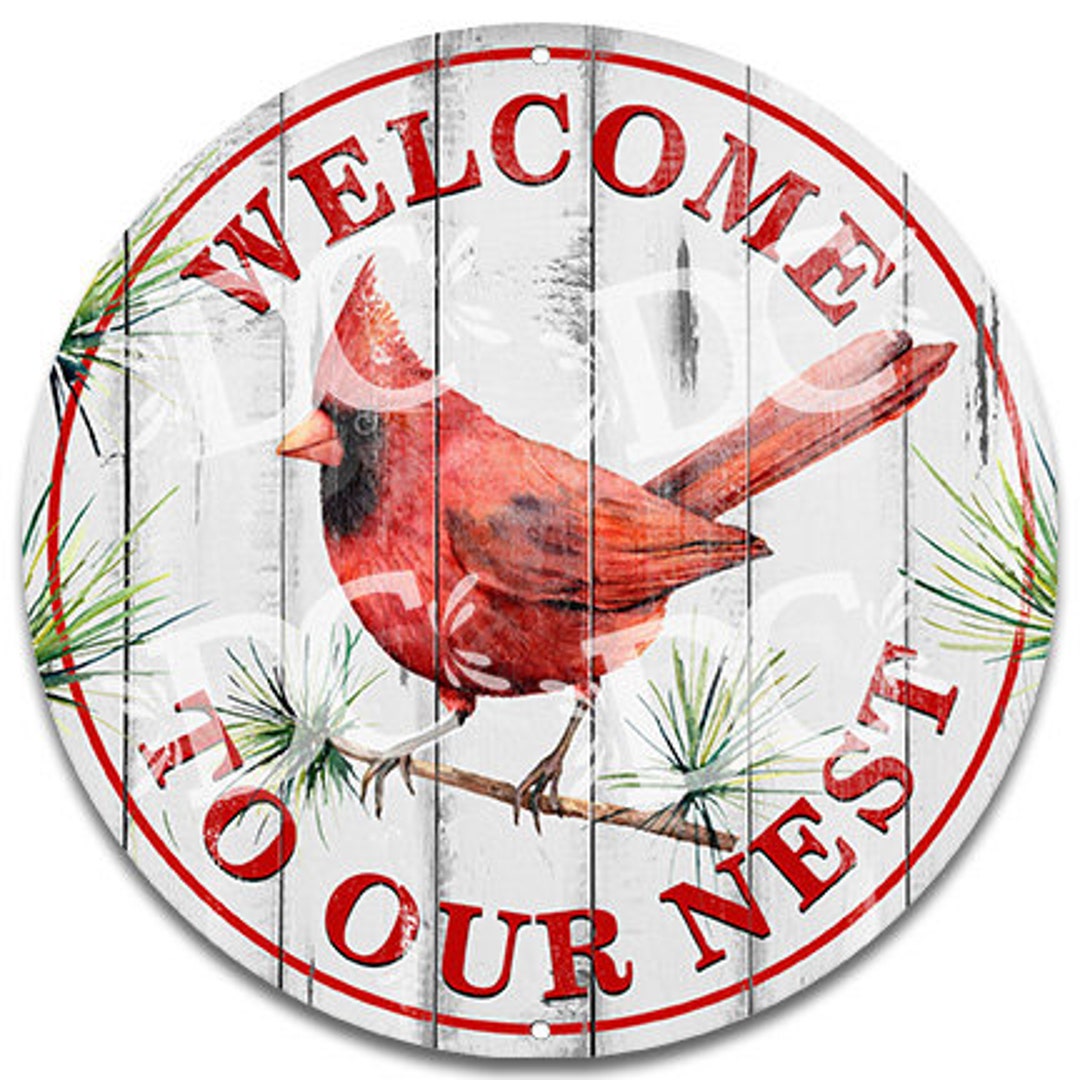 Cardinal Bird Garden Sign, Birds Welcome Front Door Sign, Red Cardinal ...
