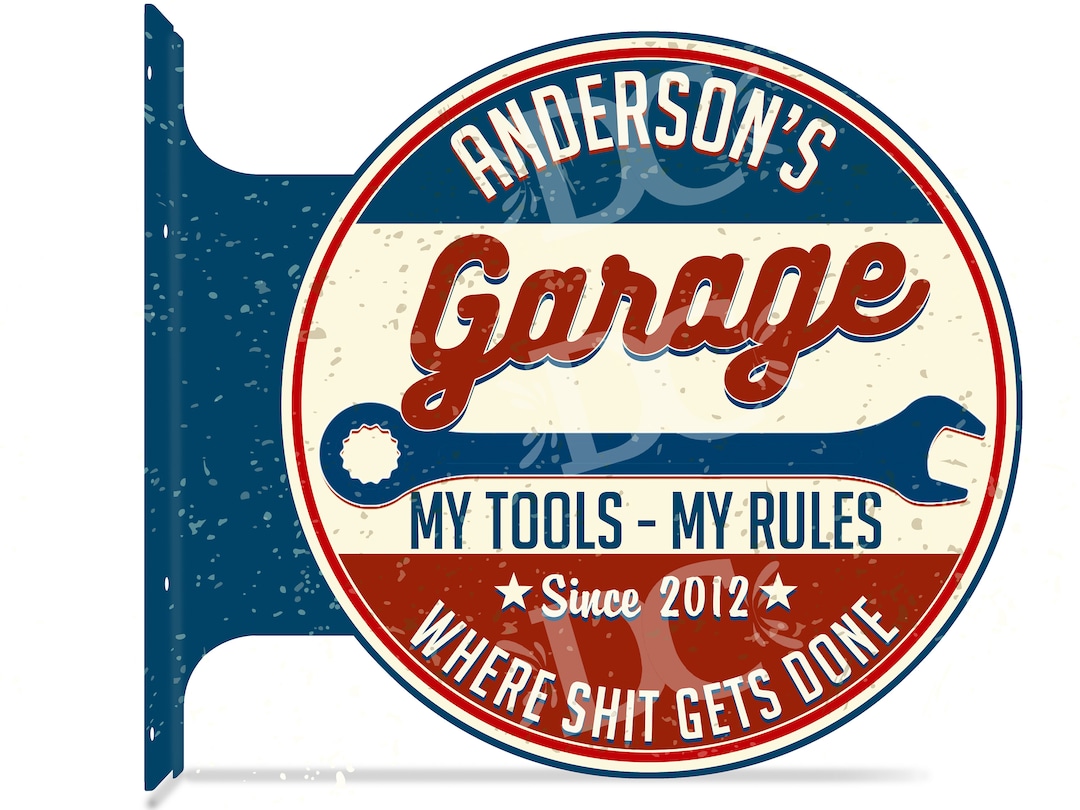 Tool Rules Garage Double Sided Sign, Custom Garage Signs, Garage Rules ...
