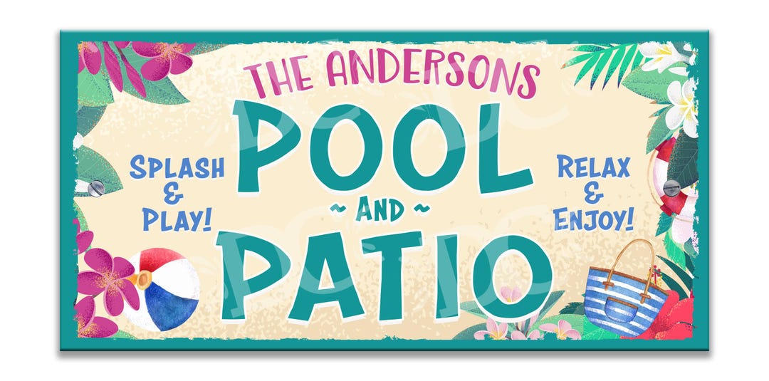 Pool Patio Themed Ceramic Pool Sign, Patio Pool Backyard Sign, Patio ...