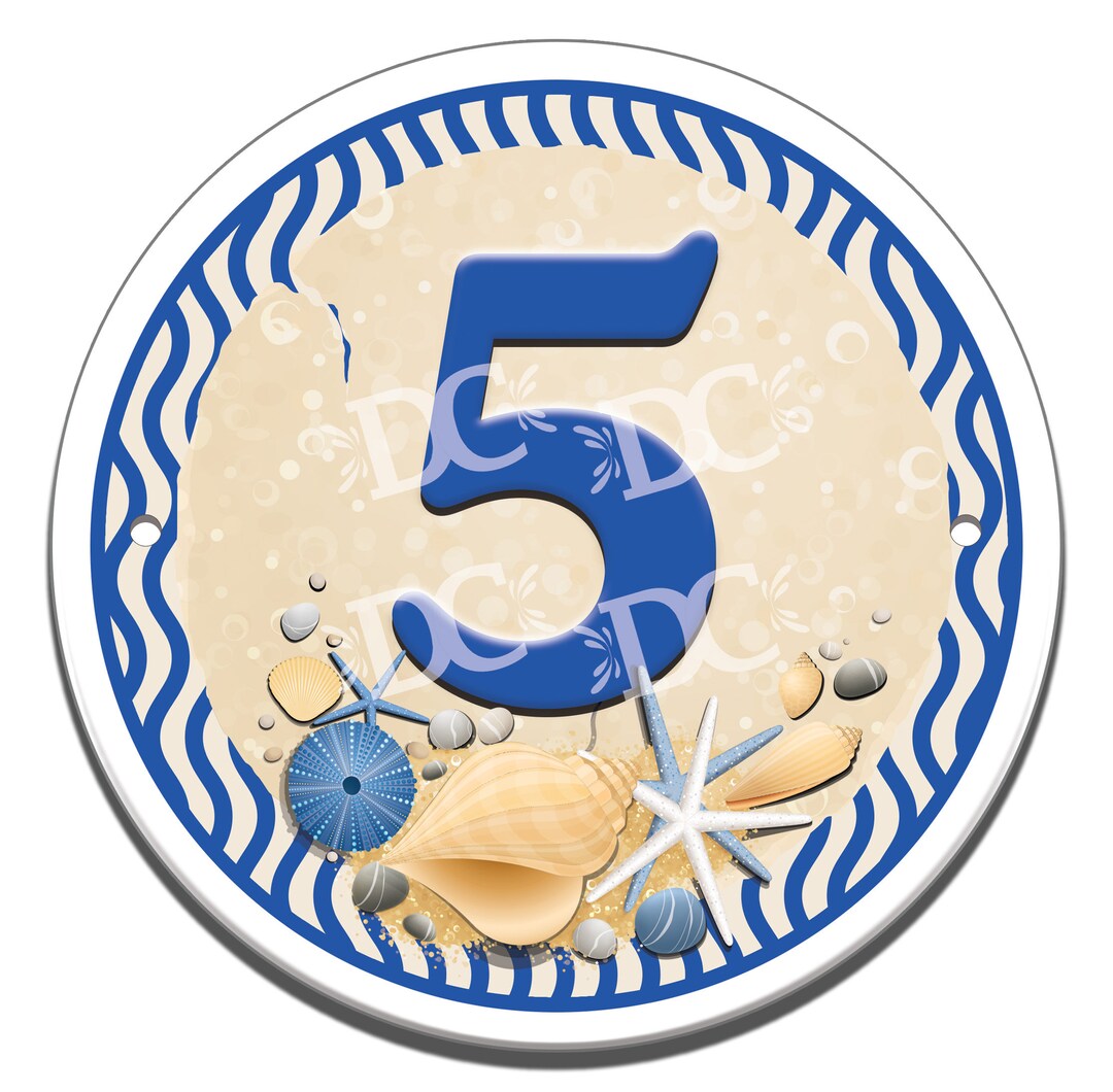 Beach Shells Themed Ceramic House Number Circle Tile, Sea Shells Themed ...