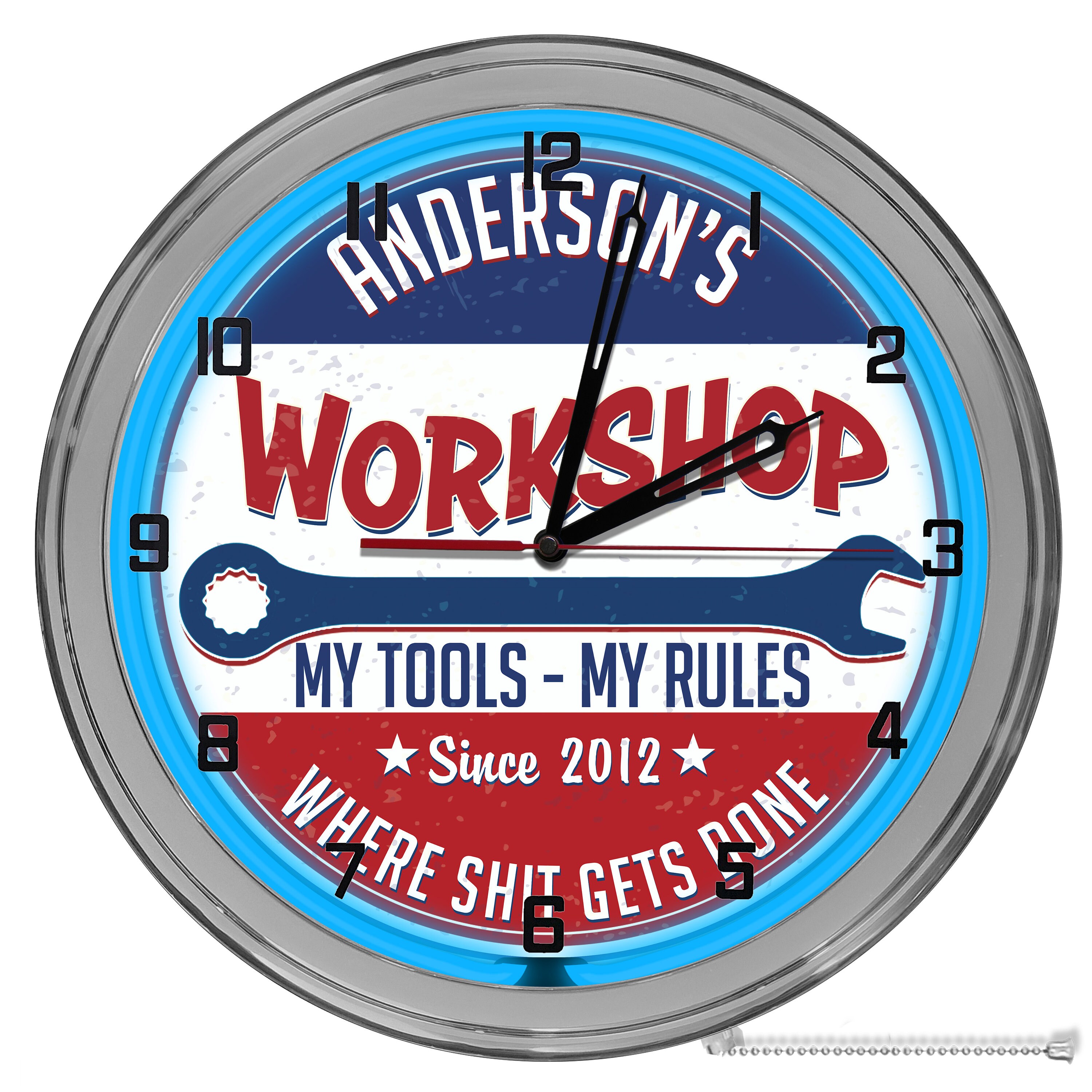 Customized Garage Neon Clock: 16" Retro Light up Wall Decor - Etsy
