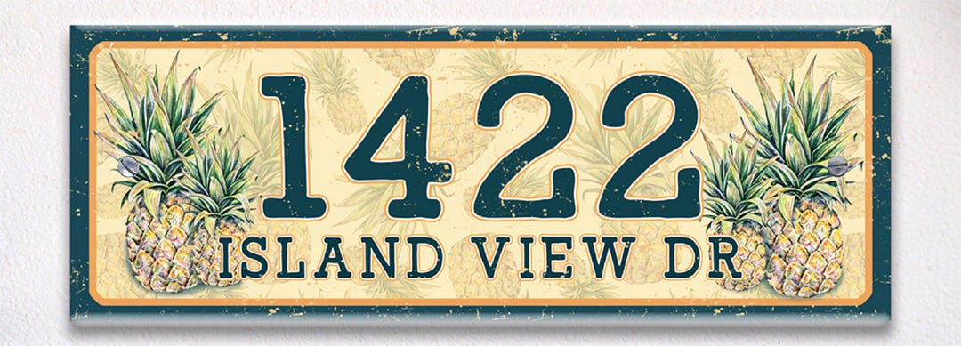 Hawaiian Pineapple House Number Sign: Personalized Ceramic Welcome ...