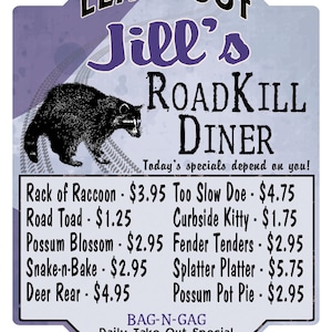 Restaurant Kitchen Novelty Sign Customized, Roadkill Café Sign, Novelty ...
