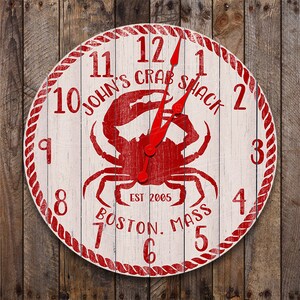 Crab Shack Clock, Seafood Restaurant Clock, Custom Crab Shack Decor ...