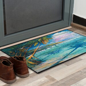 Beach Welcome Mat, Ocean Beach Front Doormat, Tropical Paradise Porch ...