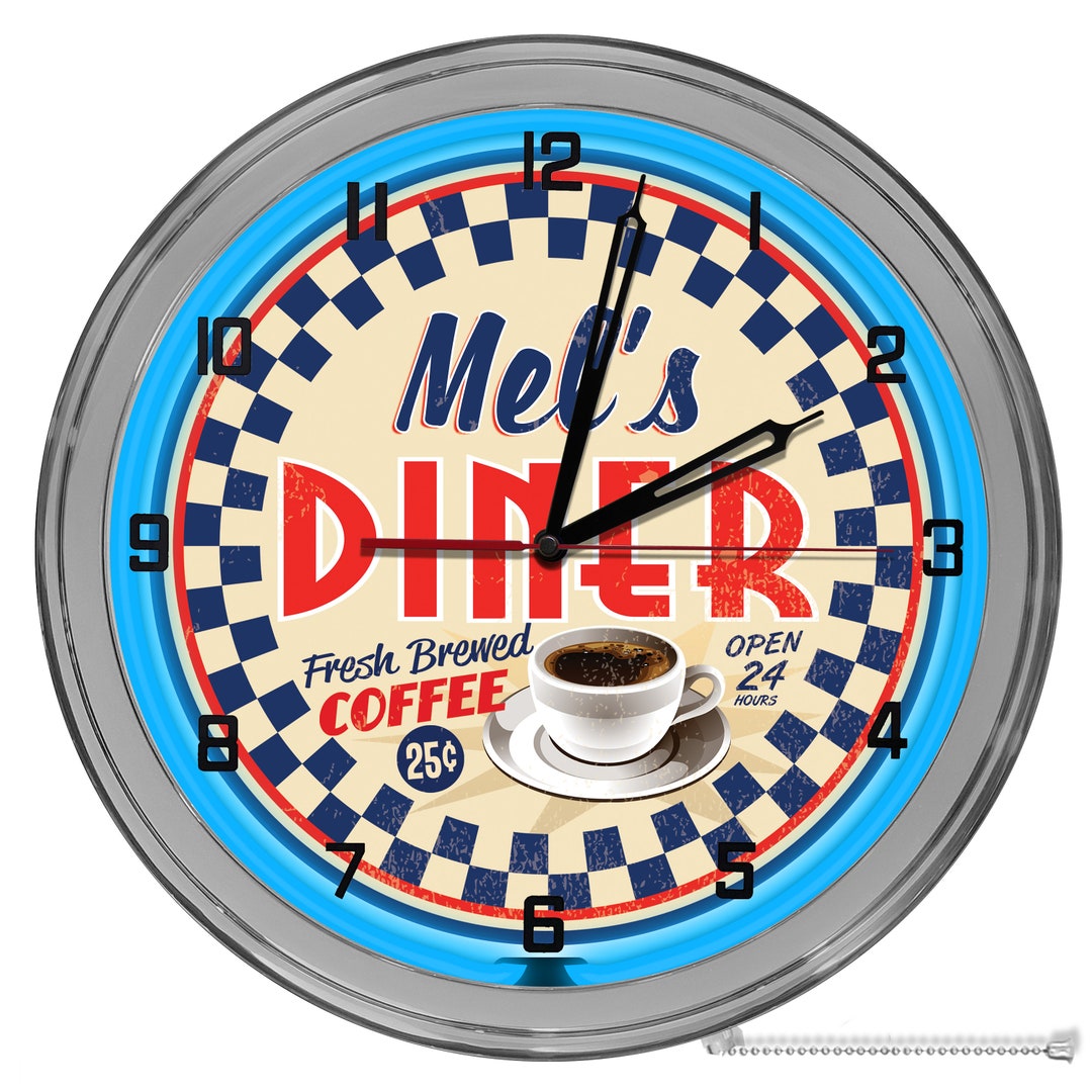 Retro Diner Clocks, 50's Style 16 in Clocks, Light up Vintage Clocks ...