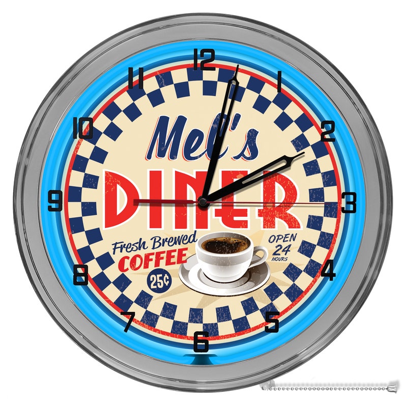 Retro Diner Clocks 50's Style 16 in Clocks Light up - Etsy
