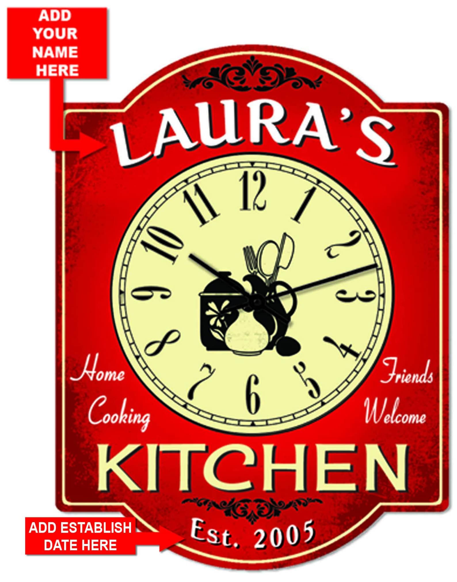 Kitchen Clock Customized Kitchen Décor Kitchen Signs Home | Etsy