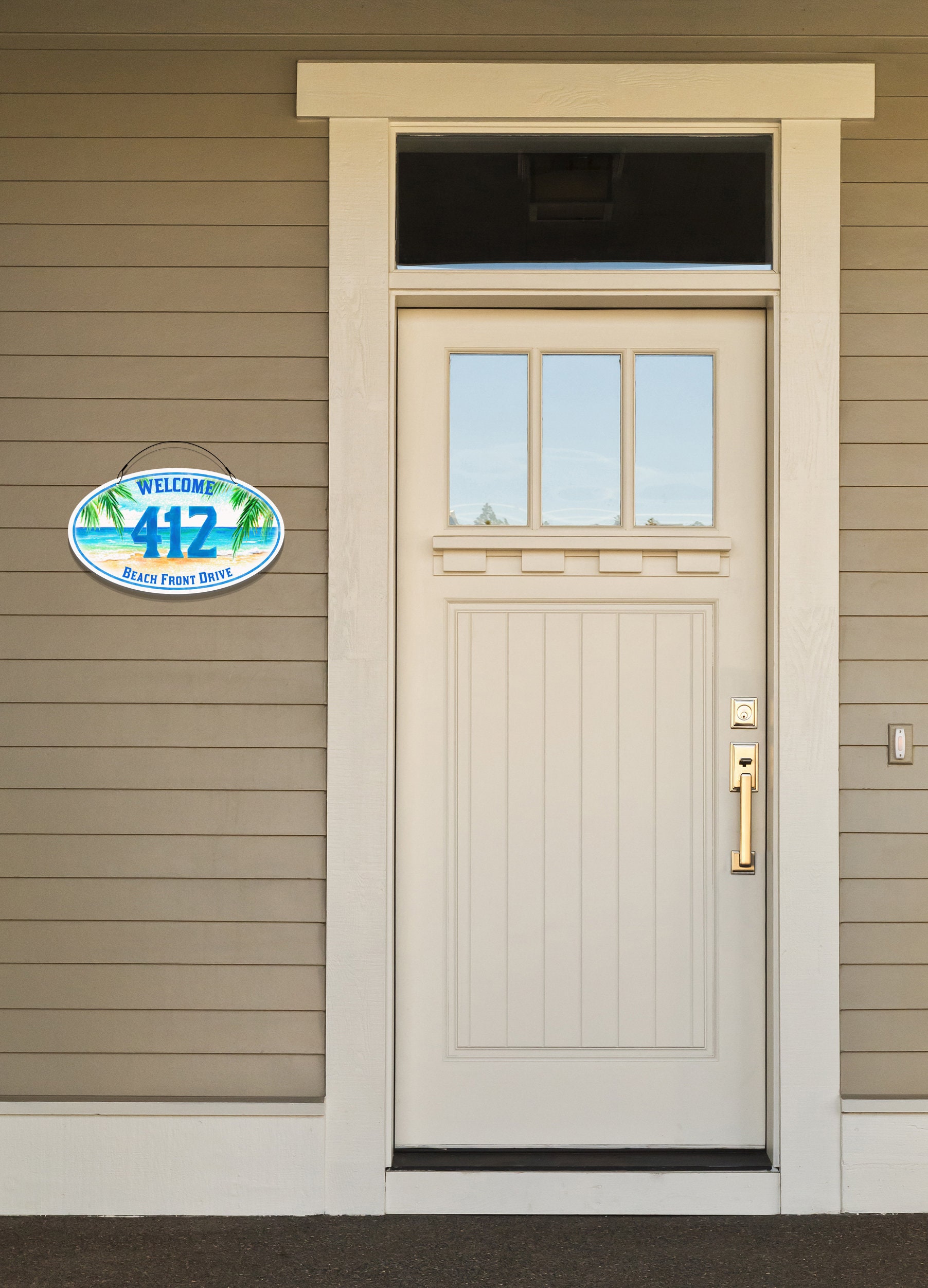 Beachfront Watercolor Themed Metal House Sign Beach Décor | Etsy