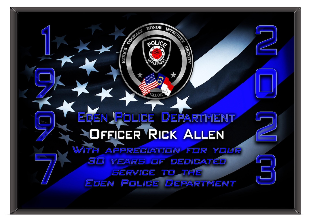 Police Officer Retirement Wall Plaque, Police Department Awards, Police ...