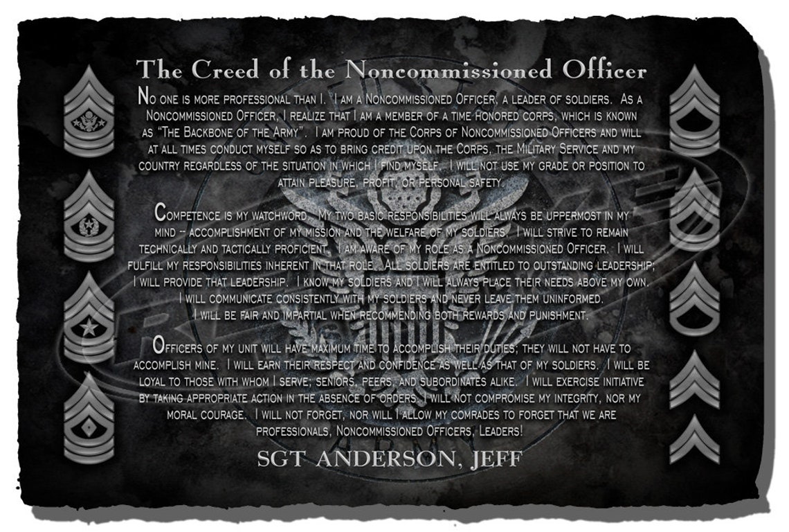 Army NCO Creed Stone Plaque: Military Recognition Award - Etsy