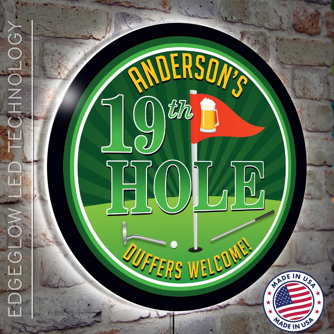 Light up 19th Hole Custom Golfer LED Signs, Golf 19th Hole Back Lit ...