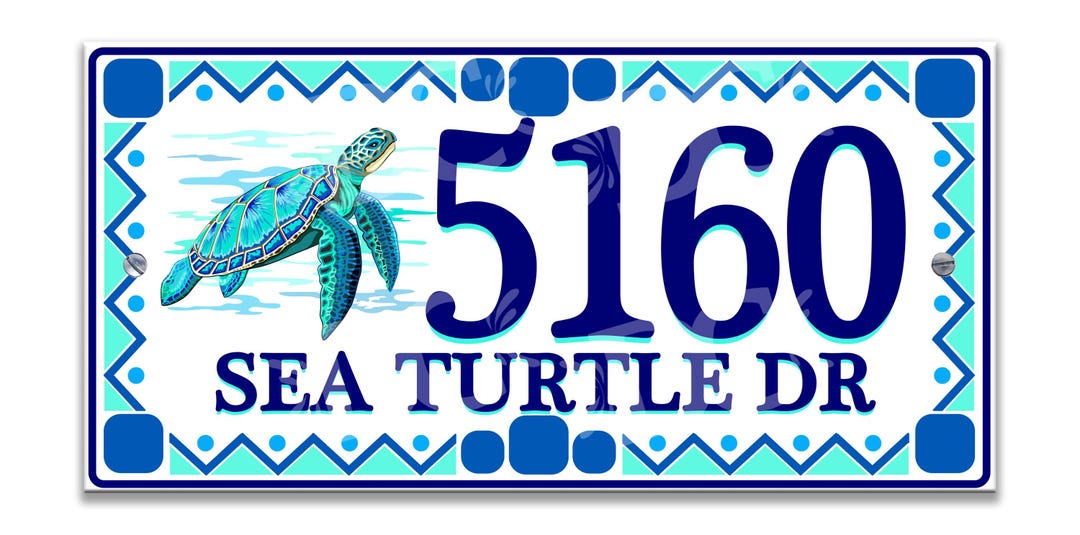 Sea Turtle House Number Plaque: Handmade Ceramic Tile - Etsy