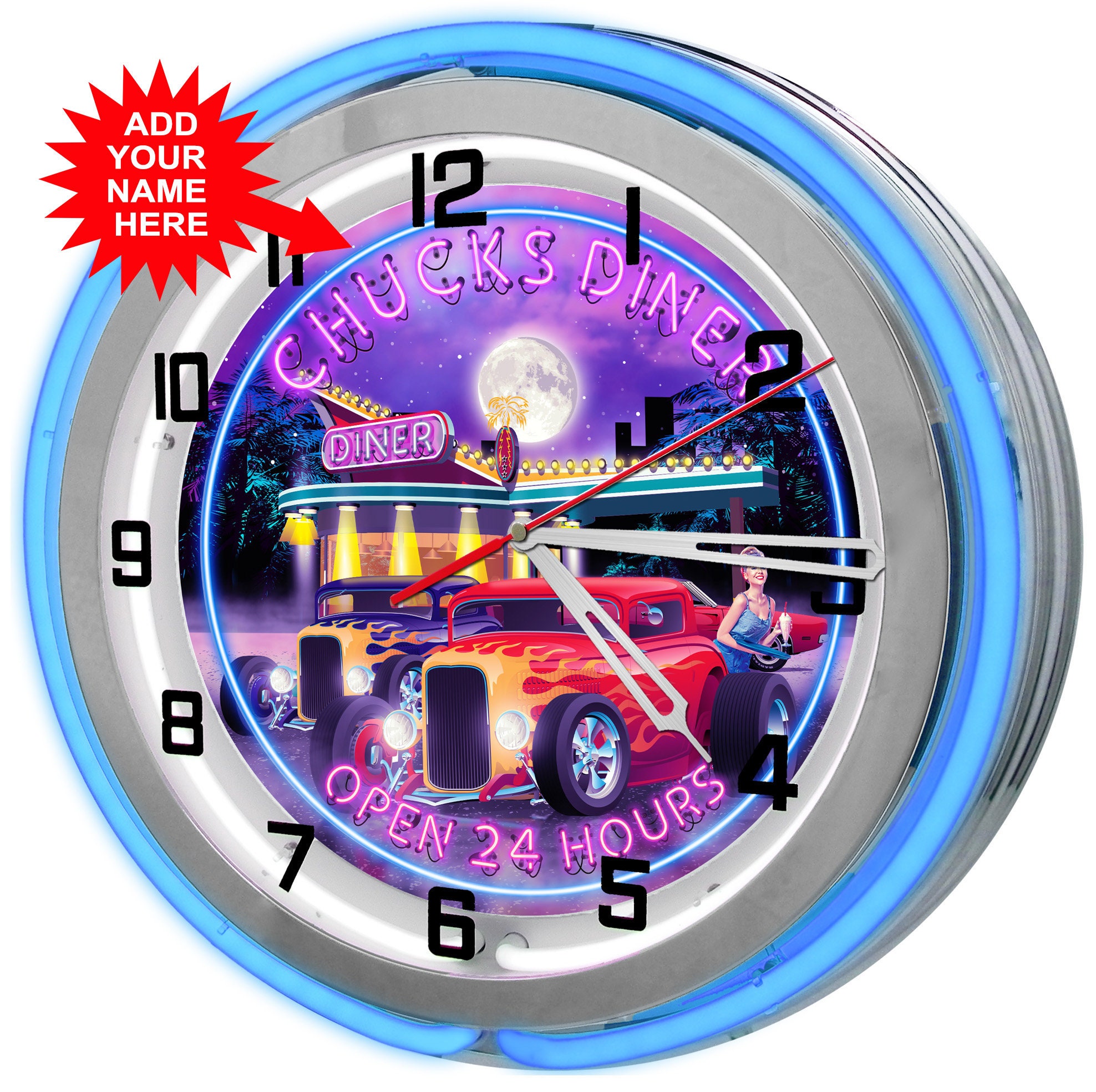 Vintage Diner 19 Neon Sign Clock Restaurant Diner Neon | Etsy