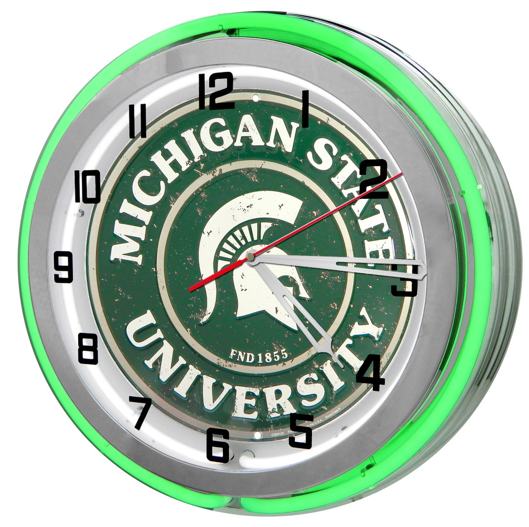 MSU Spartans 19 Neon Clock Michigan State University - Etsy