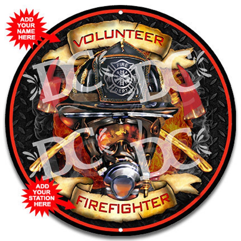 Custom Firefighter Sign: Firehouse Station Logo, Aluminum Circle Sign ...
