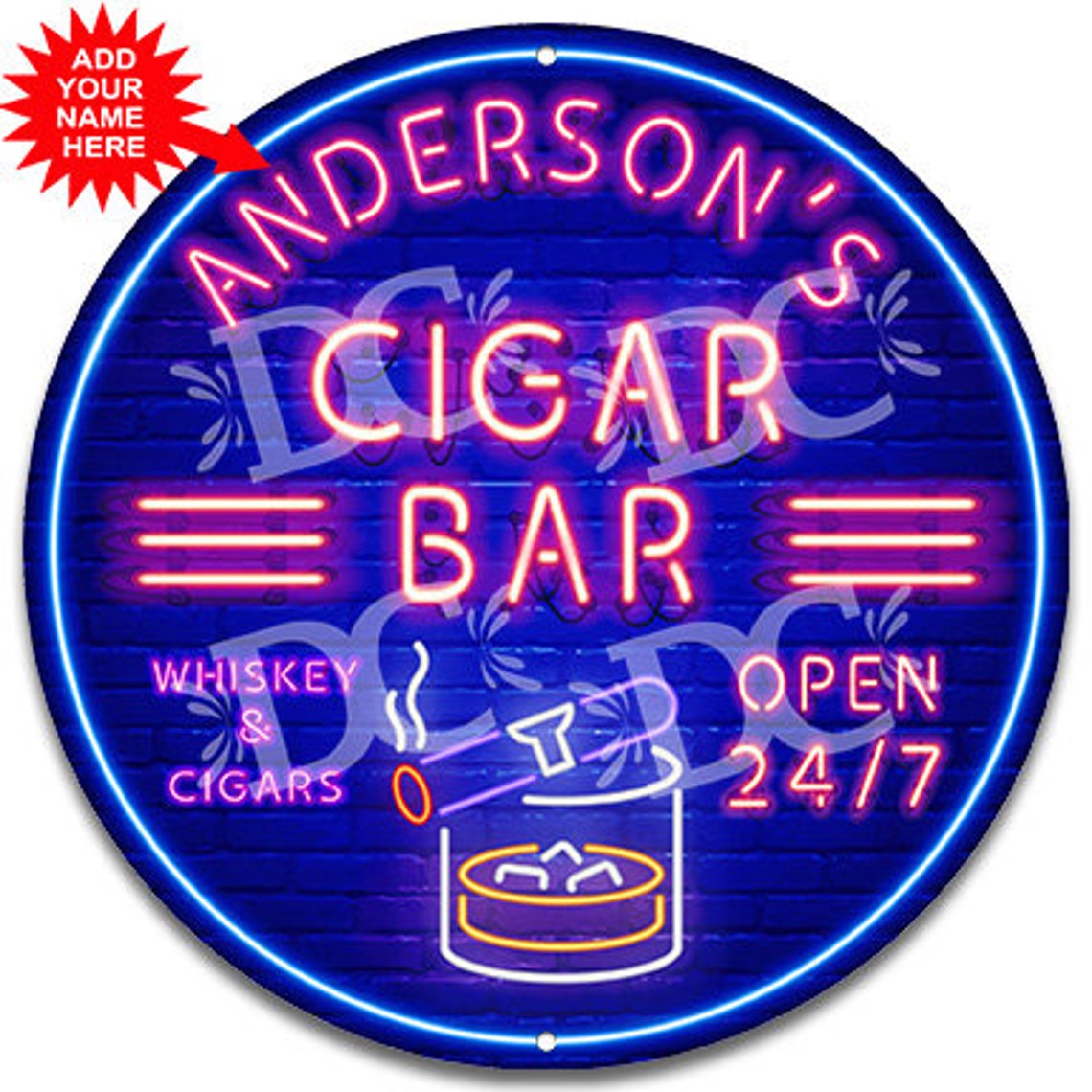 Cigar Bar Neon Themed Custom Sign, Whiskey Bar Neon Themed Sign ...