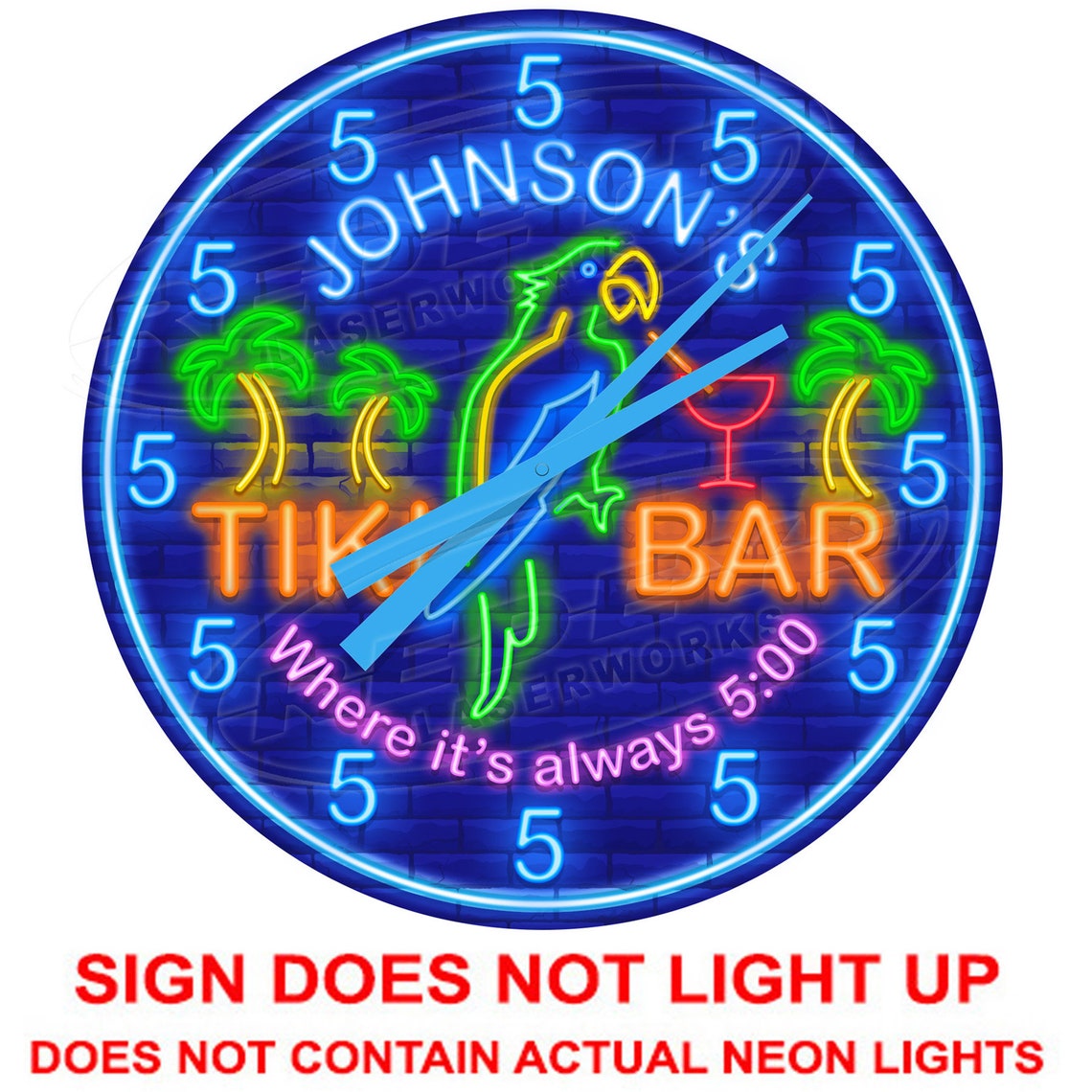 Tiki Bar Parrot Blue Themed Clock Backyard Paradise Clock - Etsy