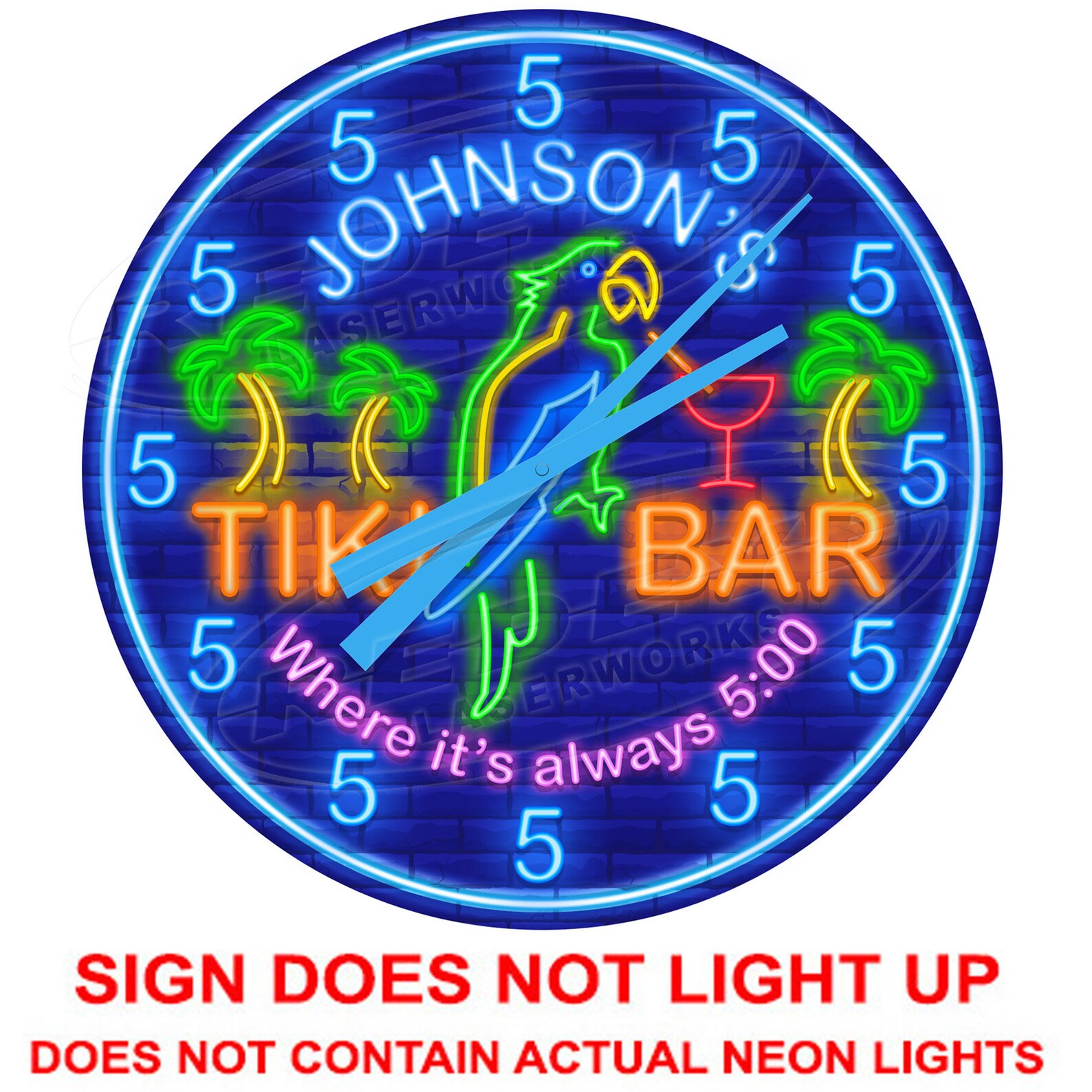 Tiki Bar Parrot Blue Themed Clock Backyard Paradise Clock - Etsy