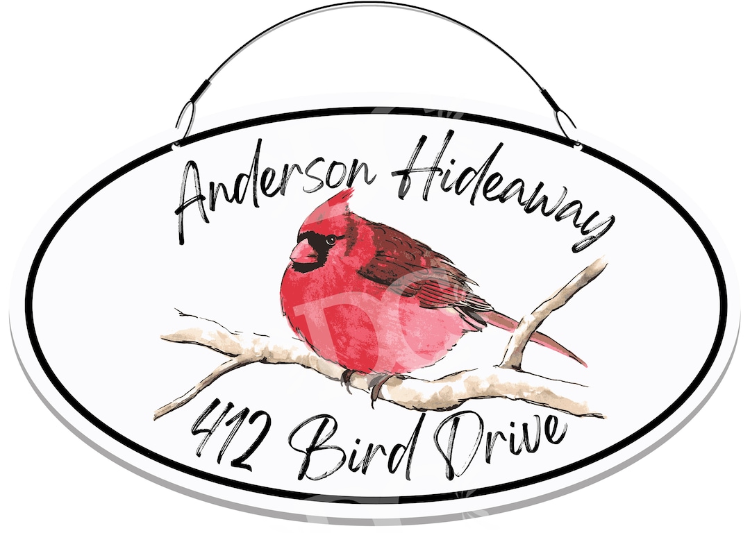 Cardinal Bird Themed Metal House Sign, Bird Décor Signs, Cottage Signs ...