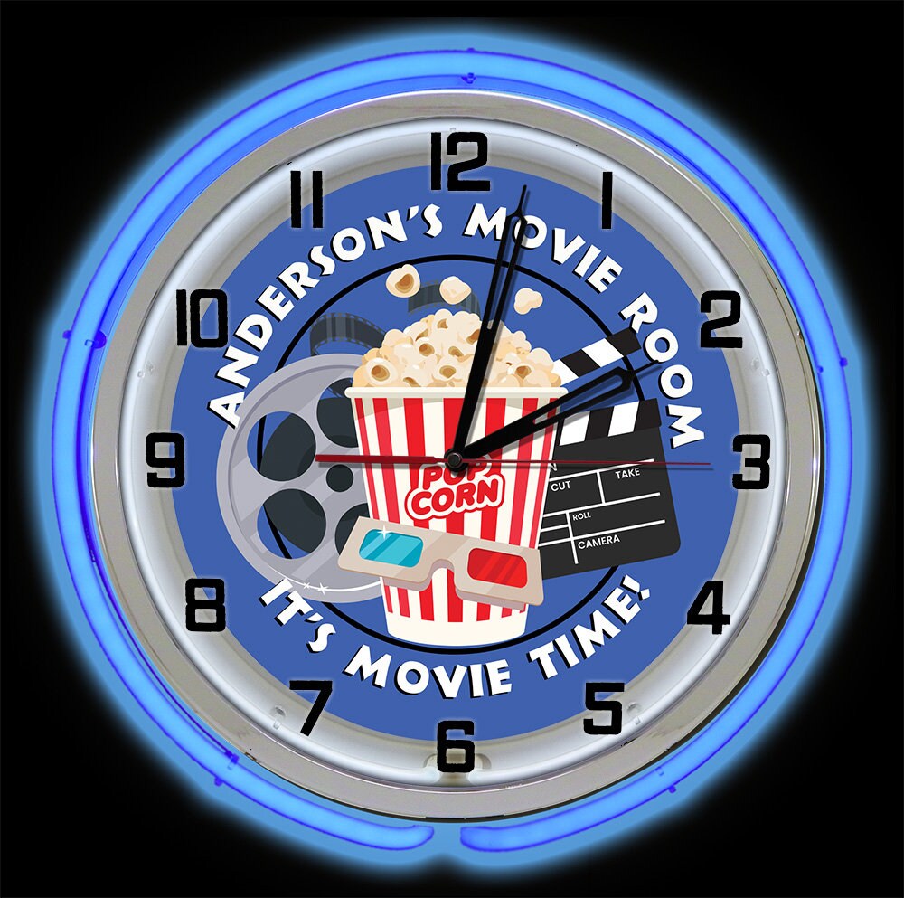Movie Room 19 Neon Clock Home Theater Room Neon Clock - Etsy