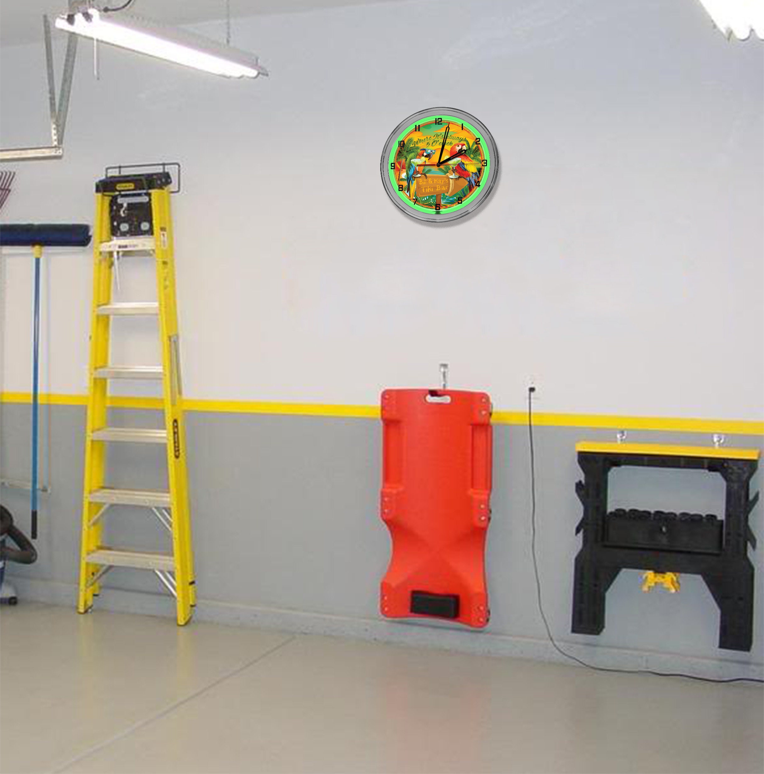 Custom Margarita Bar 16 in Clocks Parrot Tiki Bar Clocks | Etsy