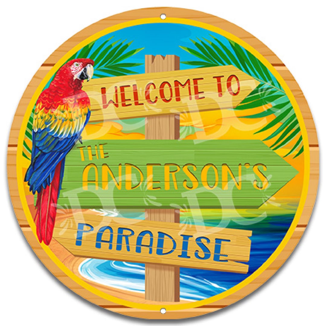 Beach Paradise Personalized Sign, Custom Beach Signs, Beach Chair Sign ...