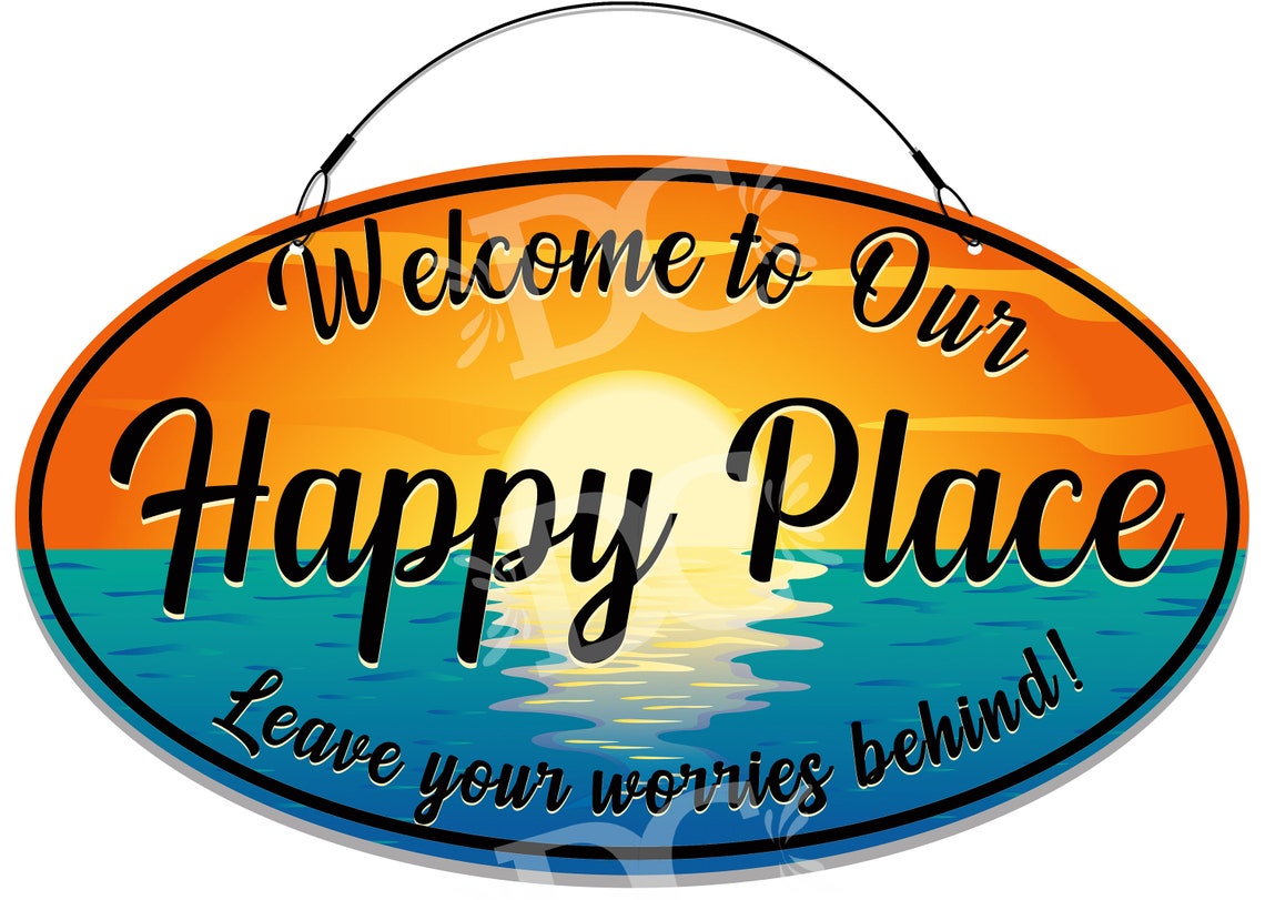 Happy Place Welcome Sign Cottage Welcome Décor Front Door - Etsy