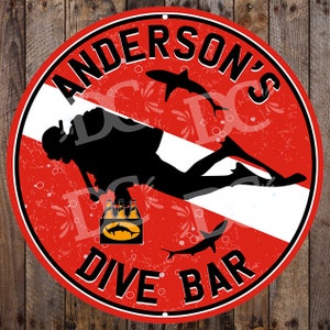 Scuba Dive Bar Customized Sign, Scuba Diver Custom Signs, Deep Sea ...