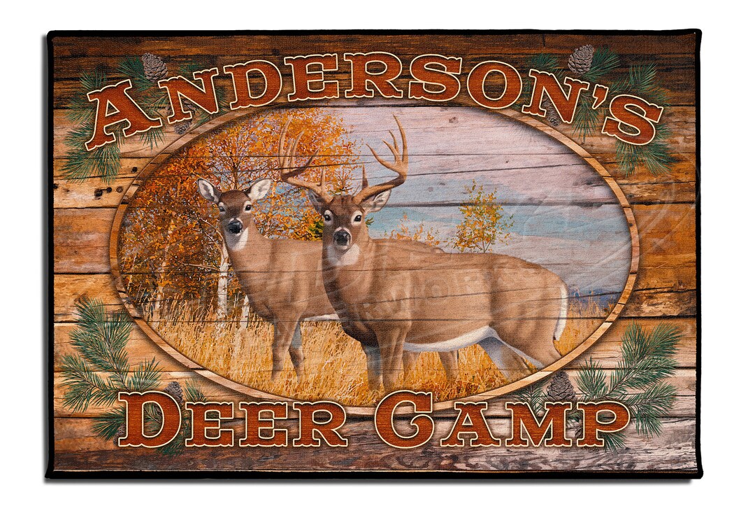 Personalized Deer Camp Welcome Mat, Hunting Cabin Decor - Etsy