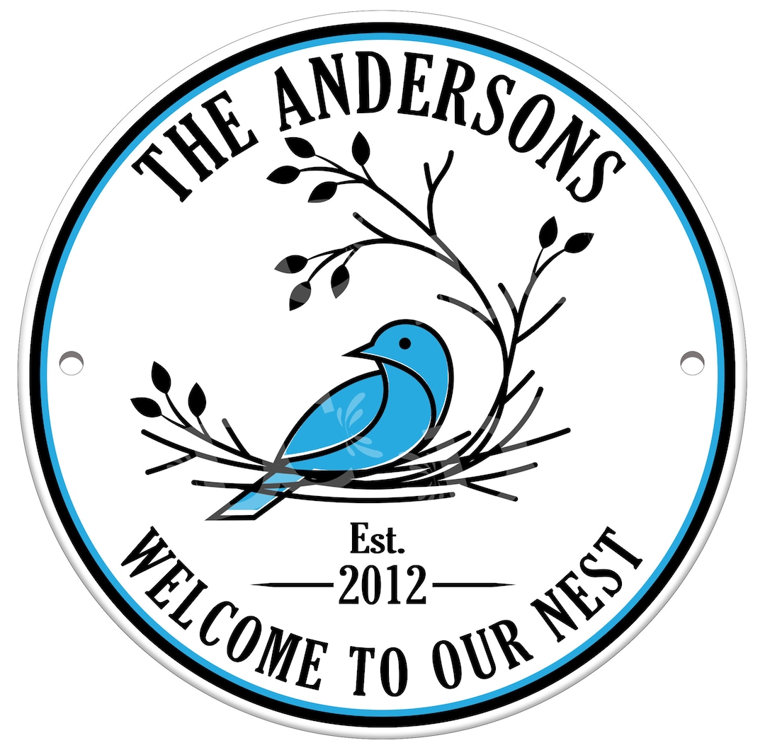 Bird Nest Ceramic House Number Circle Tile, Colorful Birds Themed ...