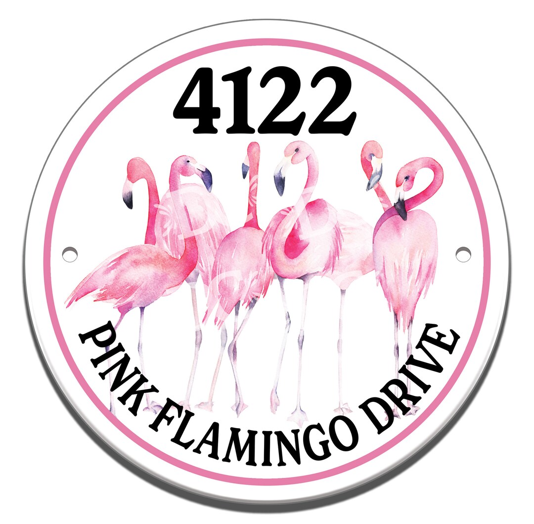 Pink Flamingos Themed Ceramic House Number Circle Tile, Florida ...