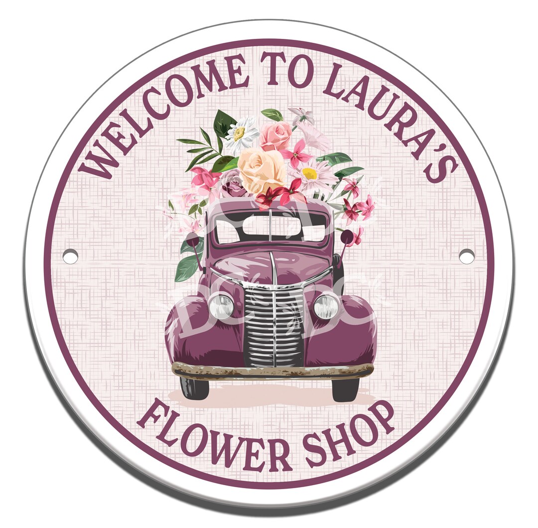 Flower Shop Welcome Sign: Personalized Ceramic Circle Tile - Etsy