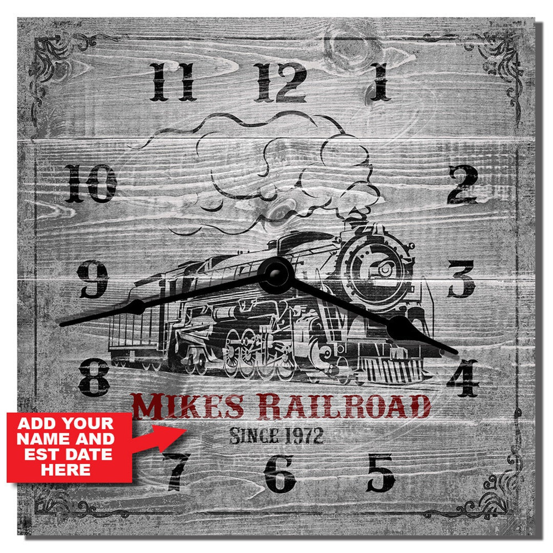 Railroad Themed Clock, Locomotive Clocks, Train Room Décor, Hobby Room ...