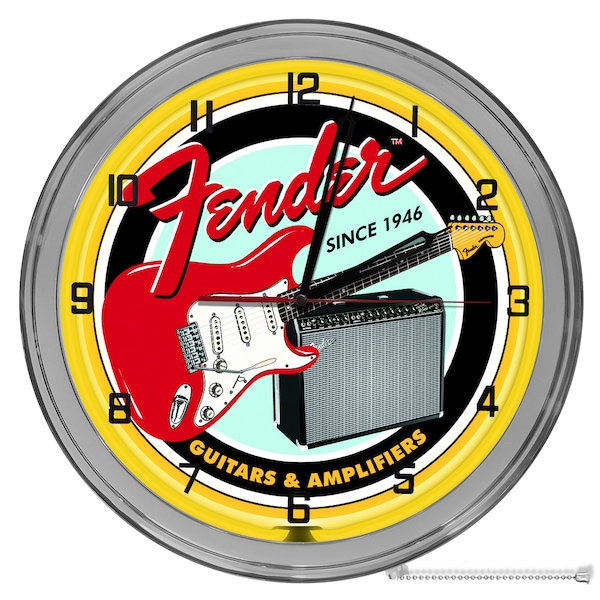 Fender Guitar Neon Sign Clock - Etsy