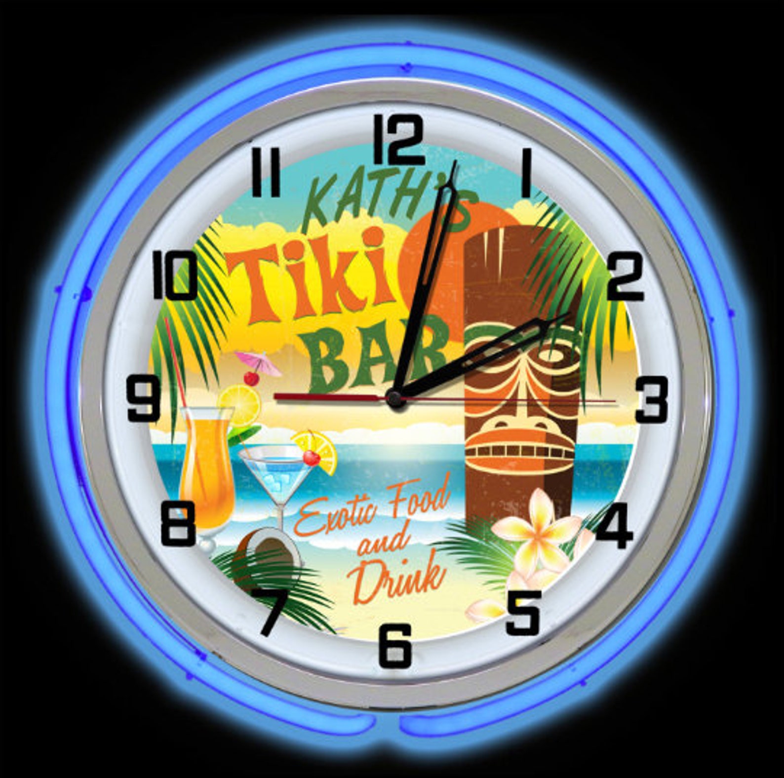 Tiki Bar Tiki Idol Neon Sign 19 Clock Tiki Beach Bar | Etsy