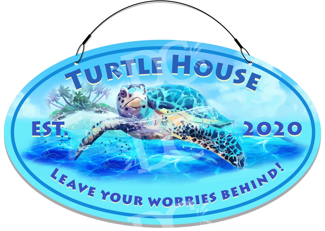 Sea Turtle Themed Metal Personalized Sign, Turtle Signs, Sea Creature ...