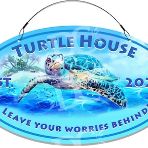 Sea Turtle Themed Metal Personalized Sign, Turtle Signs, Sea Creature ...