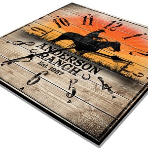 Western Ranch Wall Clock Customized, Farm Themed Clocks, Cowboy Signs ...