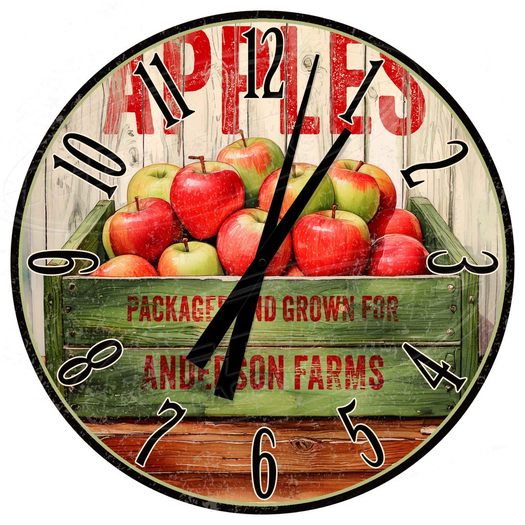 Apple Farm Clock, Apple Barn Clock, Apples Decor, Country Apples Clock ...