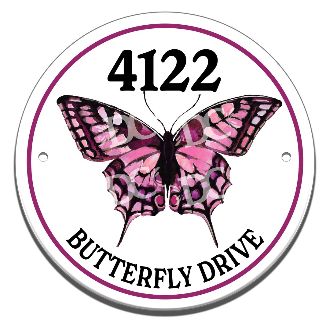 Butterfly Garden Ceramic House Number Sign - Personalized Address Tile ...