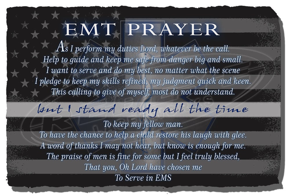 EMT Prayer Plaque EMT Memorial Plaques First Responder | Etsy