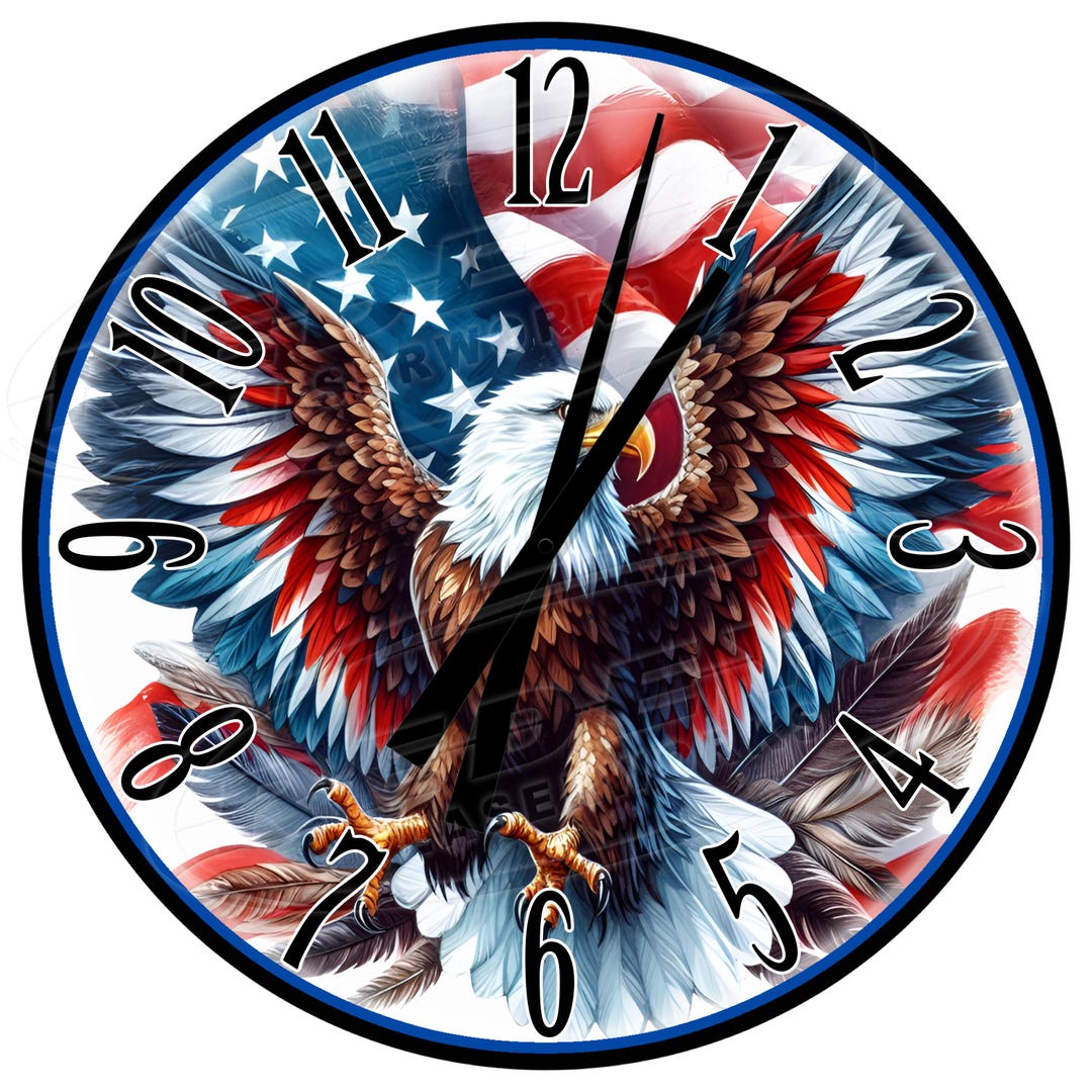 American Patriotic Eagle Clock, USA Pride Clock, American Pride Clock ...