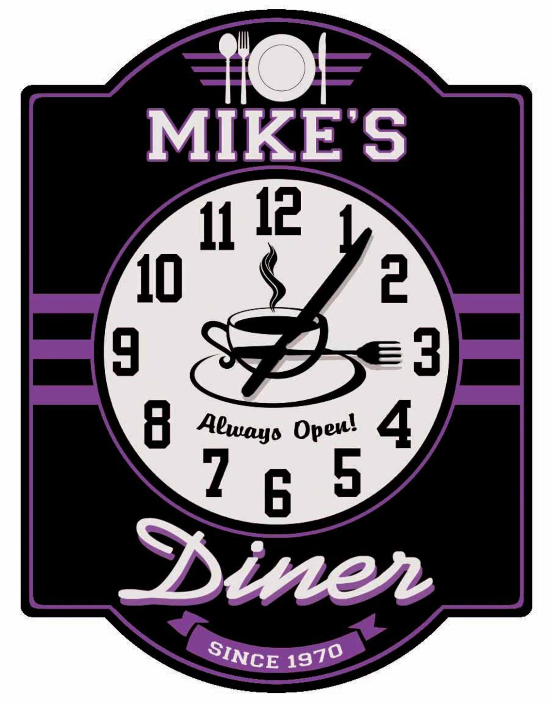 Vintage Diner Custom Wall Clock Restaurant Clocks Diner - Etsy