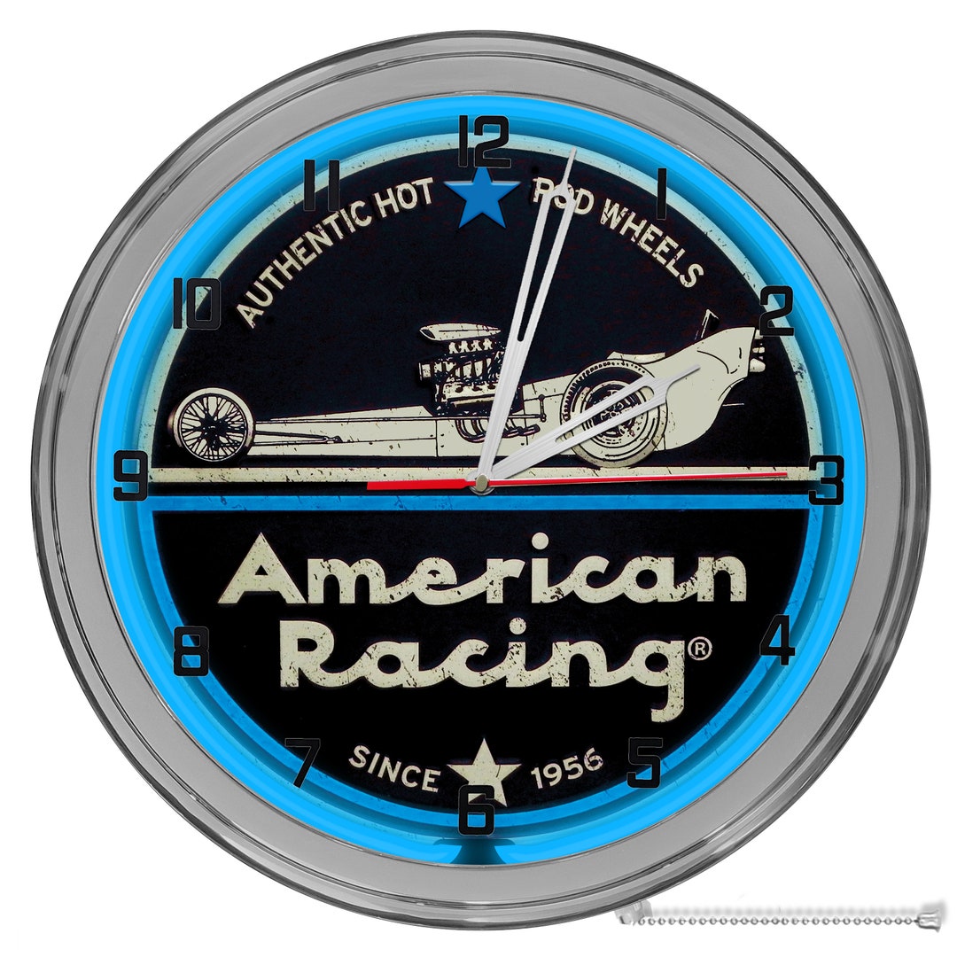 American Racing Neon Wall Clock: 16" Drag Race Light-up Sign - Etsy