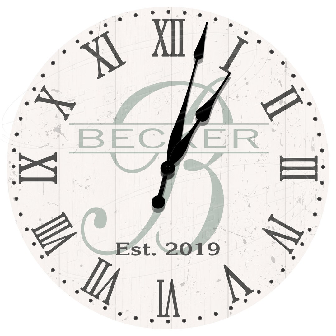 Monogram Family Wall Clock, Customized Home Wall Clock, Family Home ...