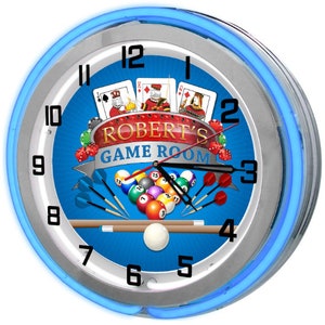 Poker Game Room 19" Neon Clocks, Custom Card Room Signs, Game Room Neon ...