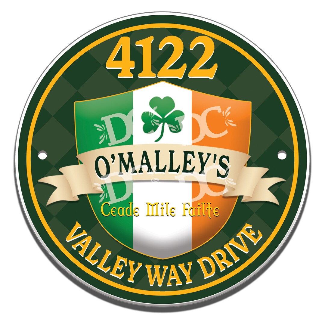 Irish Themed Ceramic House Number Circle Tile, Ireland Themed Address ...